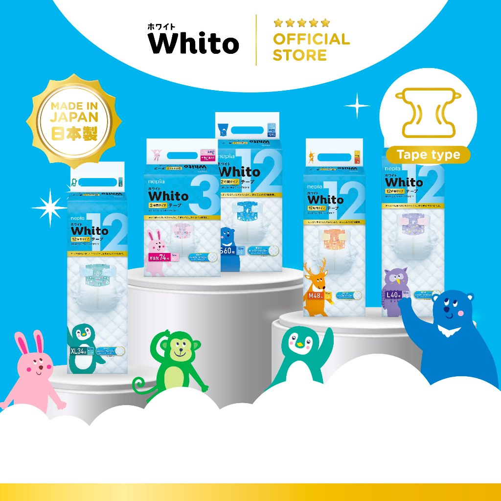 Jual Nepia Whito Diapers Tape - Popok Perekat Bayi NB74 / S60 / M48 / L40 / XL34 Single Pack ...
