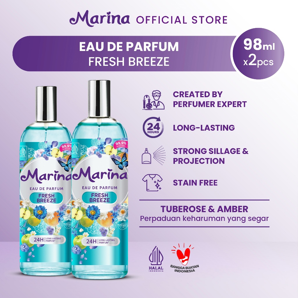 Jual Marina Eau De Parfum Luxe Fresh Breeze (Tosca) [98ml / 2pcs] - Exp ...