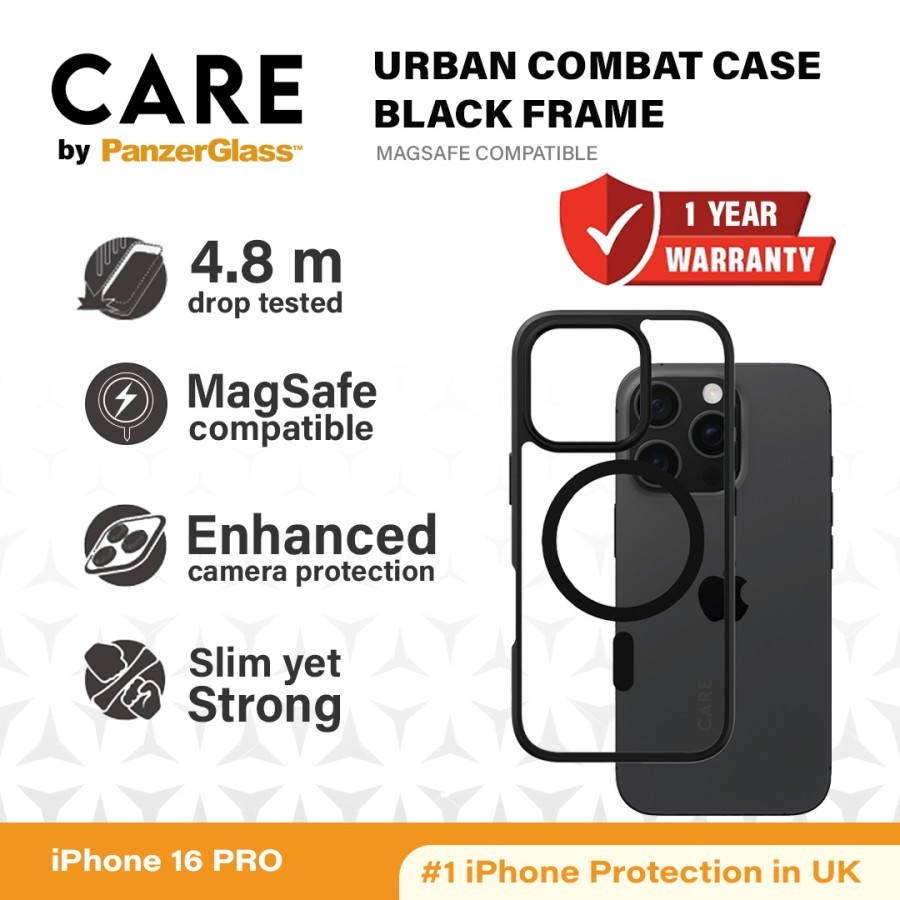 Jual CARE by PanzerGlass® Case Flagship Urban Combat Black MagSafe iPhone 16 | iPhone 16 Pro ...