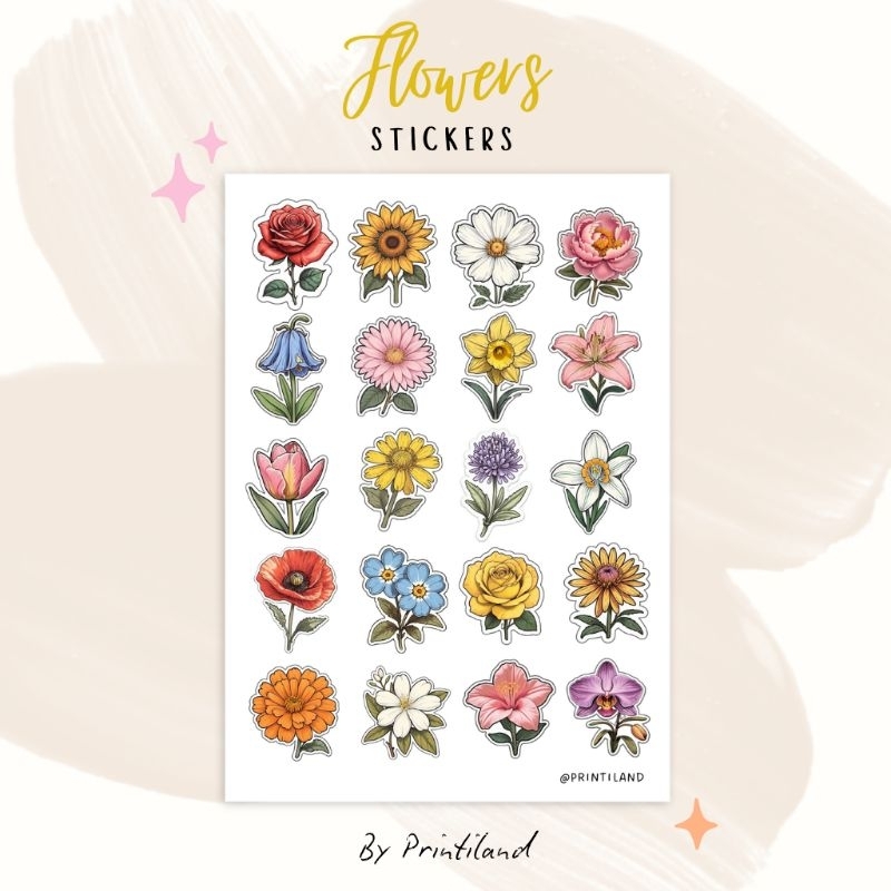 Jual Stiker Bunga, Sticker Flowers Sheet, Aesthetic Journaling ...