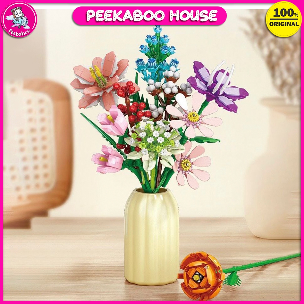 Jual Mainan Bricks Flower Bucket Nano Block Florist Bunga Toys Untuk ...