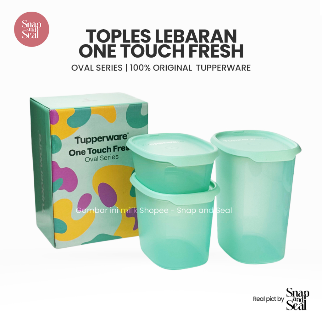 Jual TUPPERWARE TOPLES ONE TOUCH FRESH OVAL SERIES WARNA HIJAU MUDA 1 ...