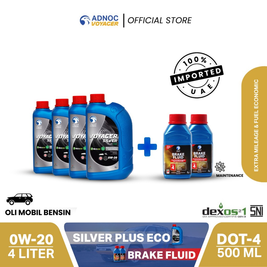 Jual Paket Oli Mobil Bensin & Minyak Rem ADNOC Voyager Silver Plus Eco 0W20 & Brake Fluid DOT4 ...
