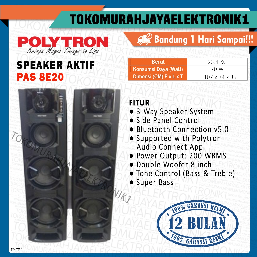 Jual Speaker Aktif POLYTRON Bluetooth Karaoke PAS 8E20 Garansi Resmi | Shopee Indonesia