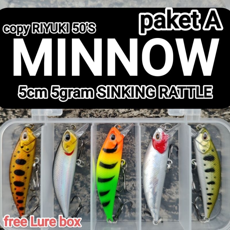Jual paket MINNOW SINKING 5cm 5gram free lure box | Shopee Indonesia