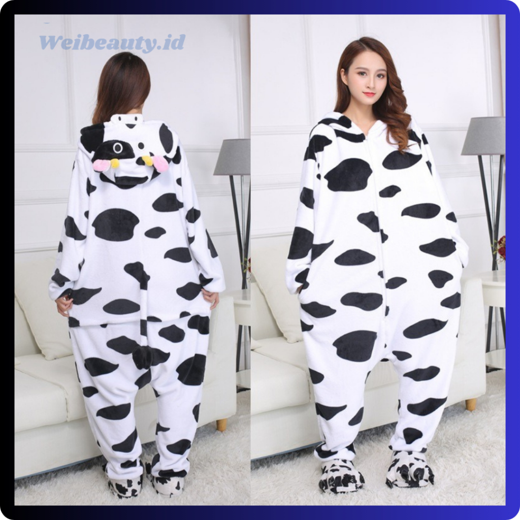 Jual Kostum Dewasa Pakaian Tidur Piyama Karakter Cow Sapi Hitam Putih ...