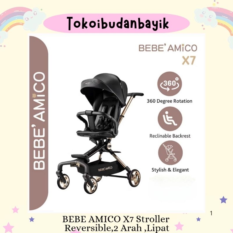 Jual BEBE AMICO X7 Stroller / Reversible Stroller /Kereta Bayi Dua Arah ...