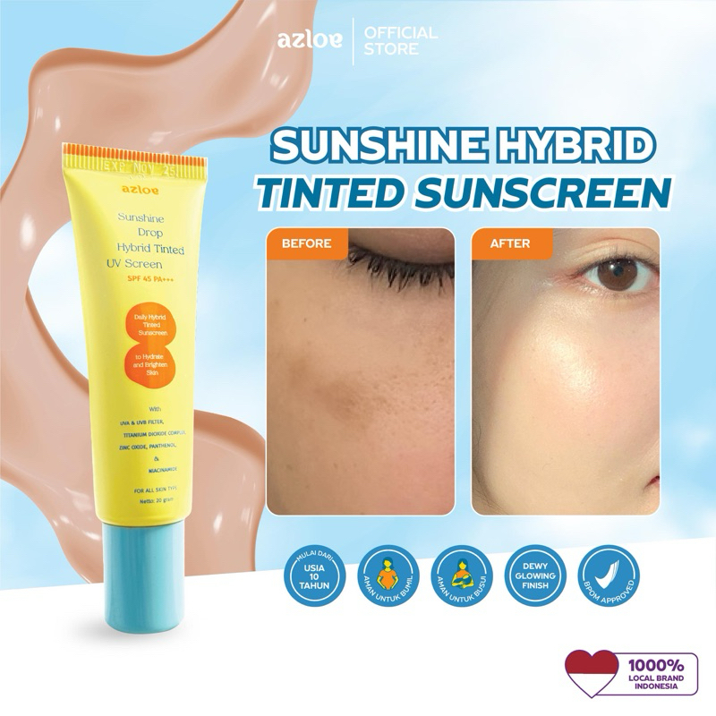 Jual AZLOE TINTED SUNSCREEN HYBRID KULIT KERING [TELAH UJI SPF INVIVO ...