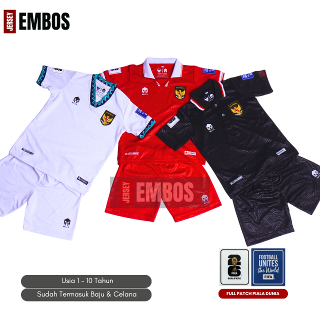 Jual Jersey Timnas Indonesia Mills Anak Putih Hitam Merah Home Away ...