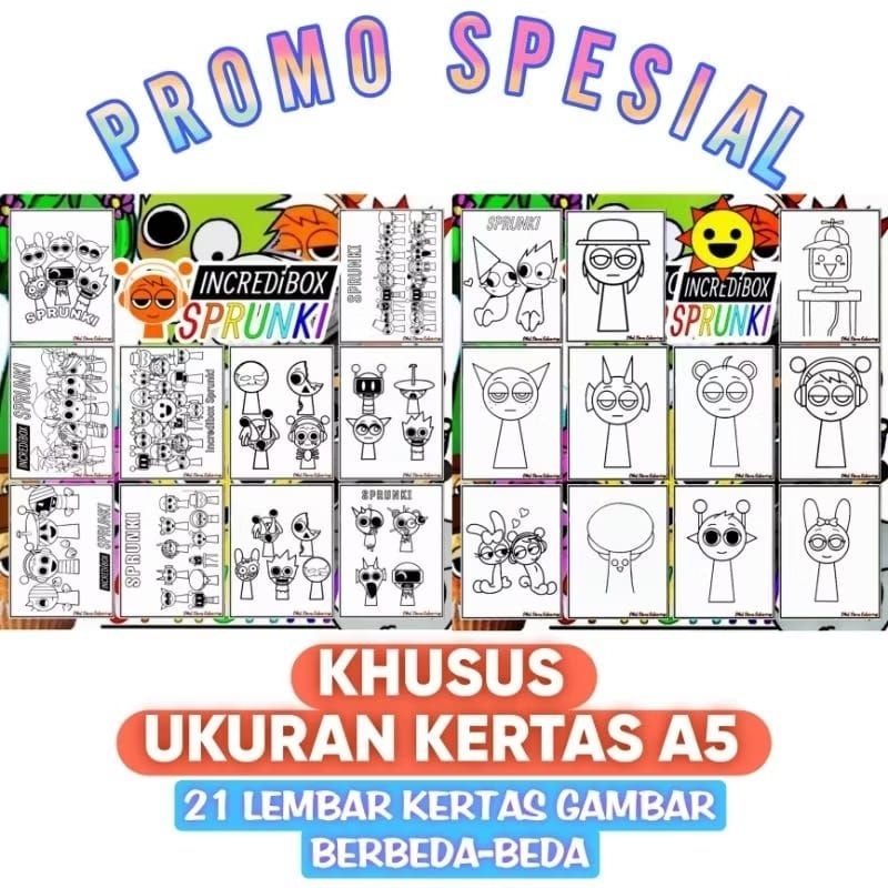 Jual DAPAT 2 TEMA SPRUNKI & SPRUNKI V1 (21 LEMBAR) KHUSUS KERTAS GAMBAR ...