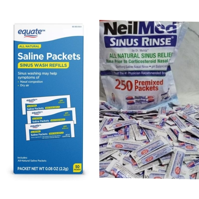 Jual neilmed sinus rinse premixed 1 sachet & equate saline packets ...