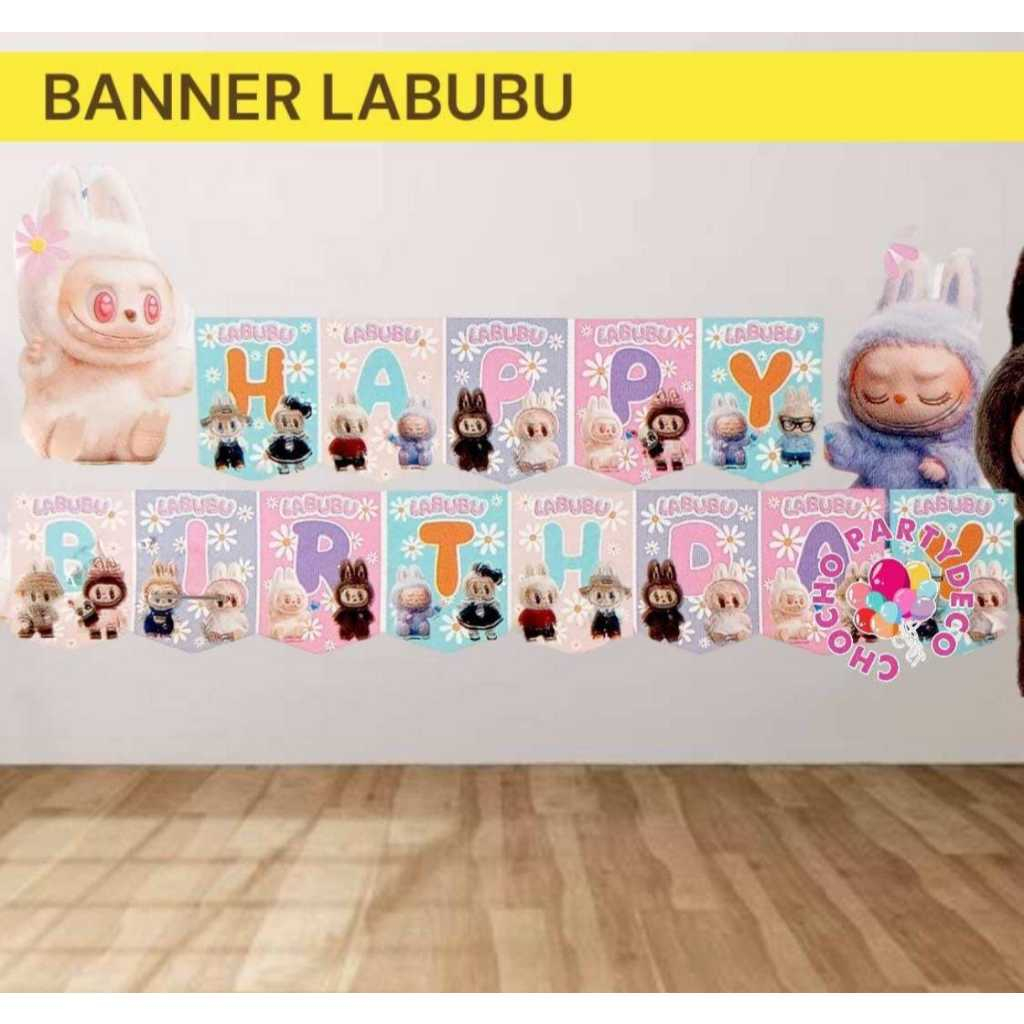 Jual Bunting Flag LABUBU / Banner Ulang Tahun Labubu | Shopee Indonesia