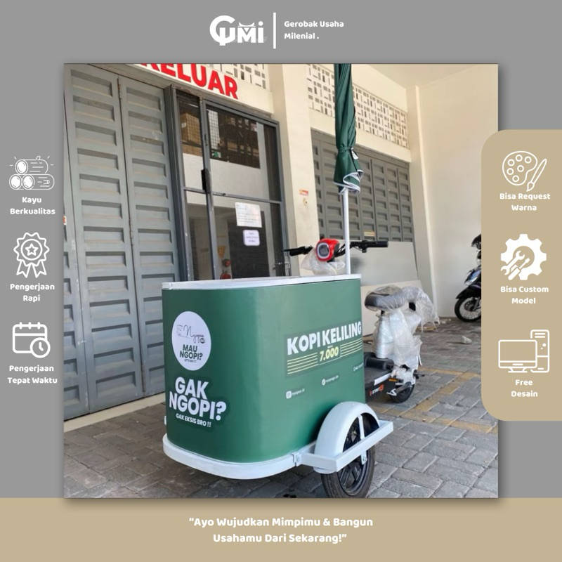 Jual gerobak sepeda listrik - gerobak kopi listrik | booth listrik ...