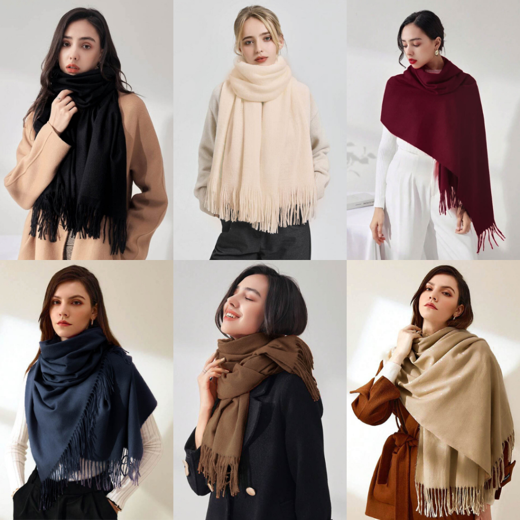 Jual Syal Pashmina Premium Cotton Wool Tebal Scarf Leher Unisex #CA12 ...