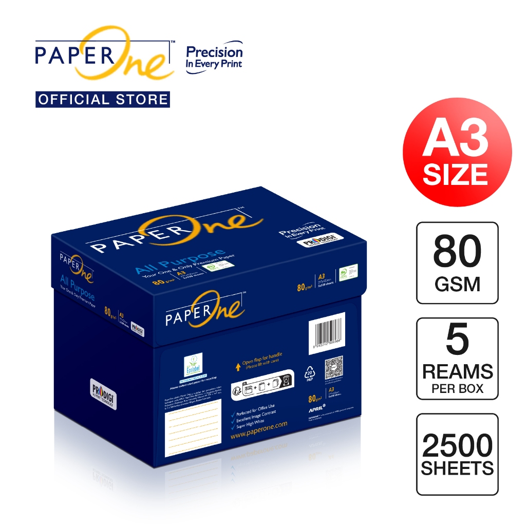 Jual PaperOne Kertas A3 80gr All Purpose 1 Box (2500 lembar) Kertas HVS ...