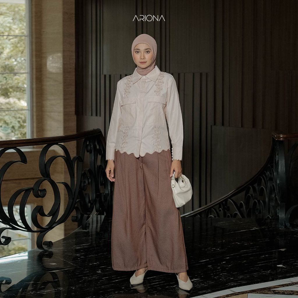 Jual Ariona - Kemeja Renda Wanita Viola Top | Shopee Indonesia