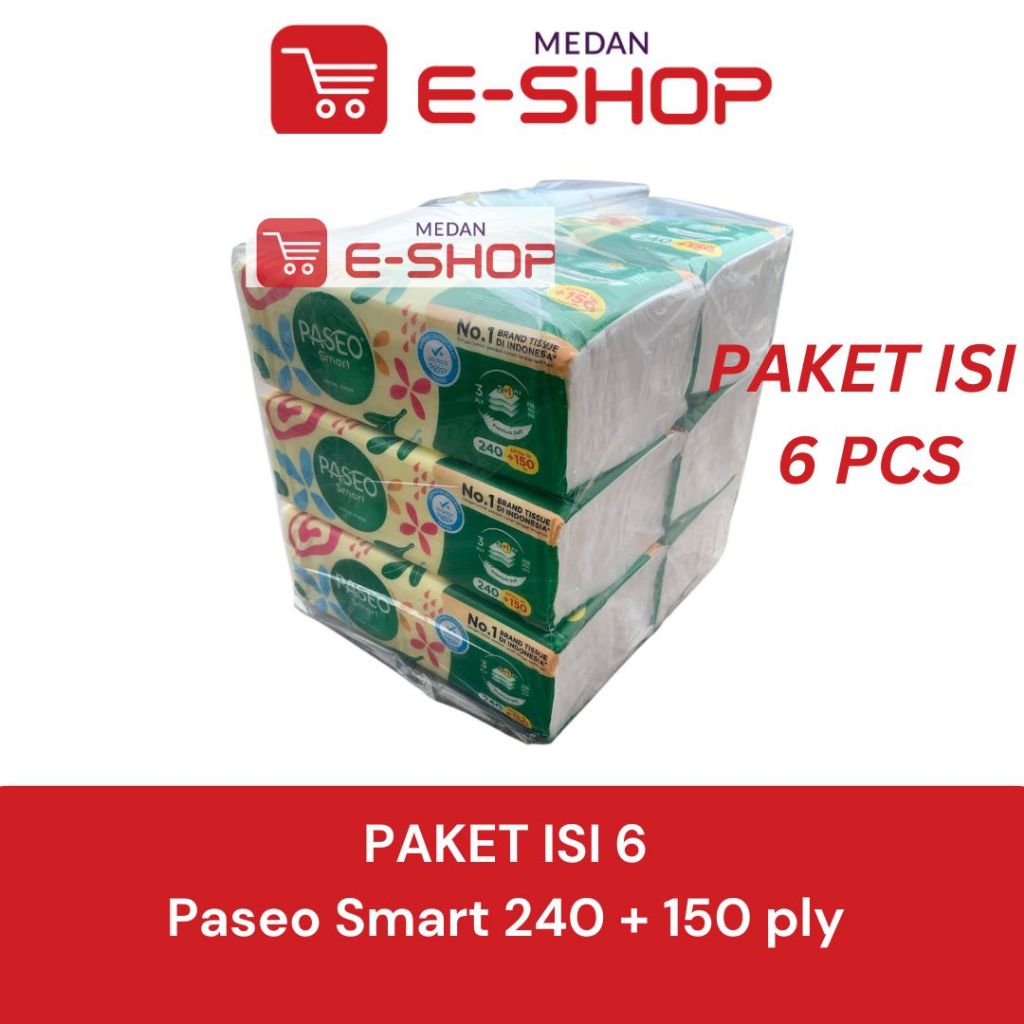 Jual ( PAKET ISI 6 ) Tisu Tissue Paseo smart 390 ply (240 + 150) muka ...