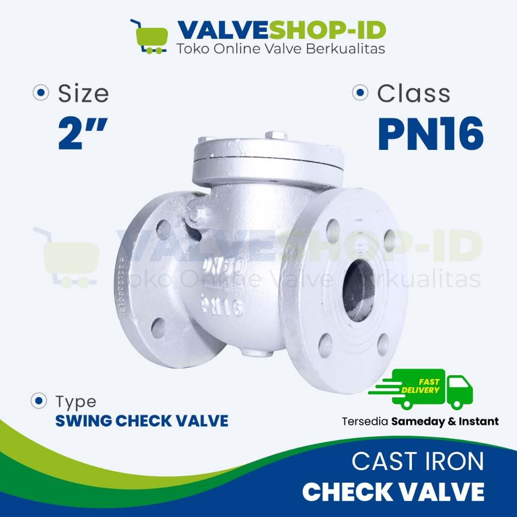 Jual Swing Check Valve DN50 2" PN16 CI Cast Iron | Shopee Indonesia