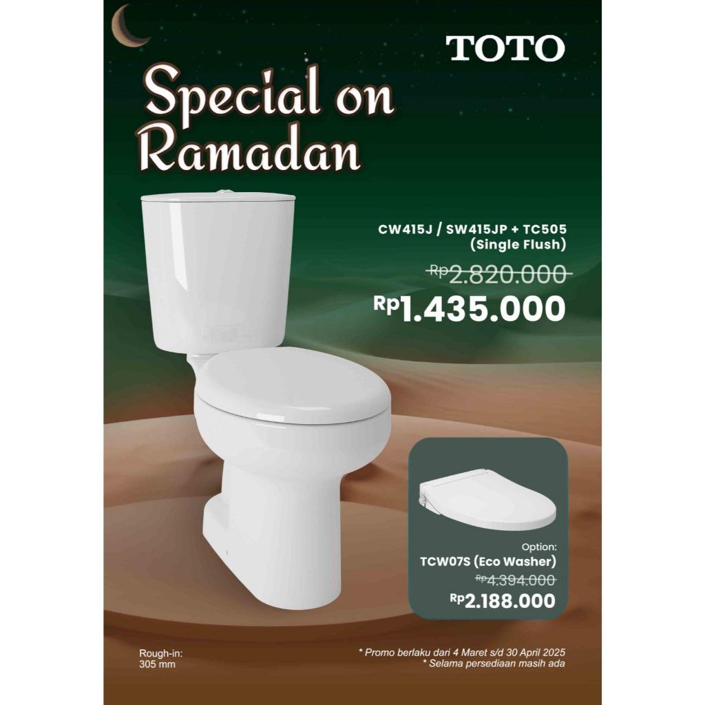 Jual Kloset Duduk TOTO CW415J Single Flush Tutup TC505 | Shopee Indonesia