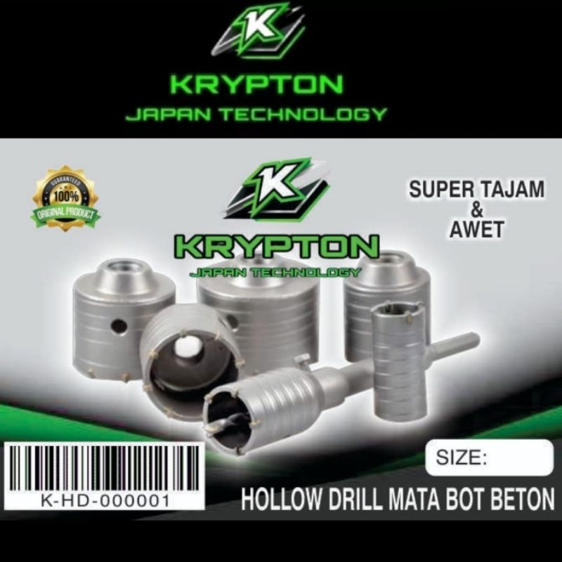 Jual KRYPTON Hollow core drill bit / Mata bor beton TCT + connecting 22x110mm (khusus beton ...
