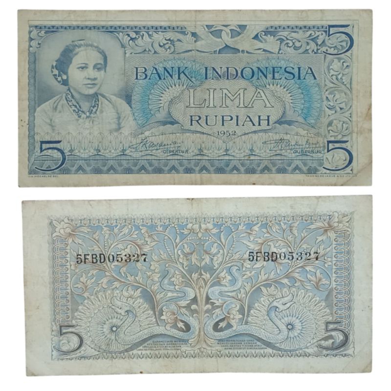 Jual Uang Kuno 5 Rupiah Tahun 1952 Seri Budaya (Kartini) | Shopee Indonesia