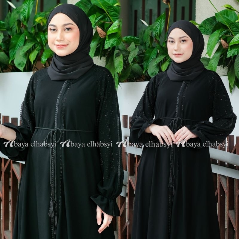 Jual Abaya elhabsyi Gamis Tsamara Dubai Gamis Arab Hitam Bahan Jet Black Saudi Maxi dress Wanita ...