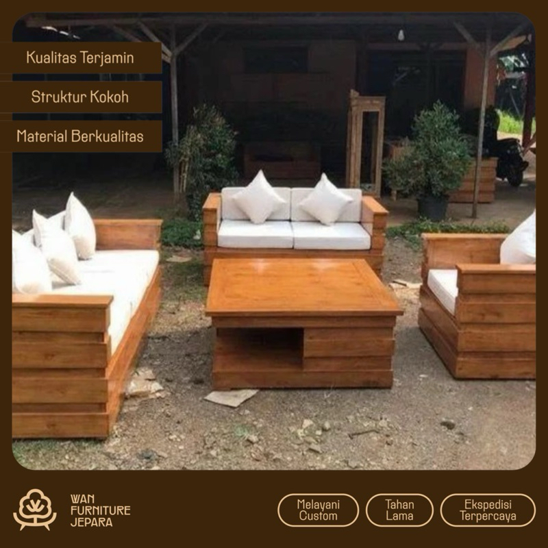 Jual kursi tamu box minimalis kayu jati | Shopee Indonesia