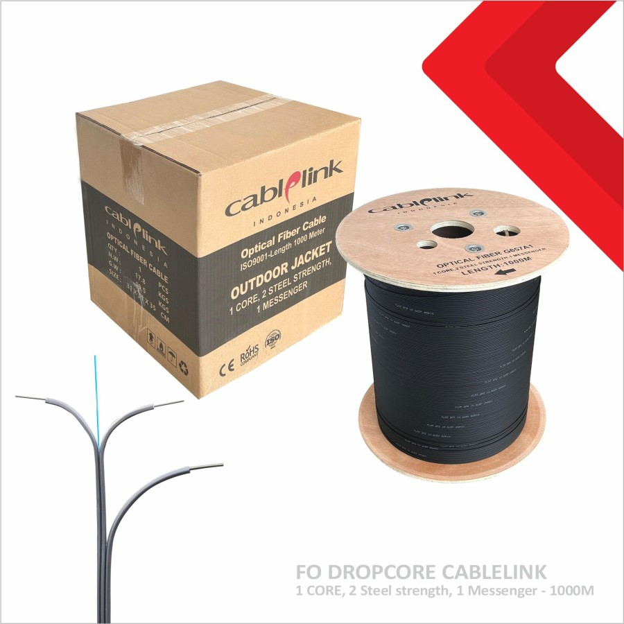 Jual KABEL FIBER OPTIK DROPCORE 1 CORE 3 SLING FTTH - 1000M CABLELINK ...