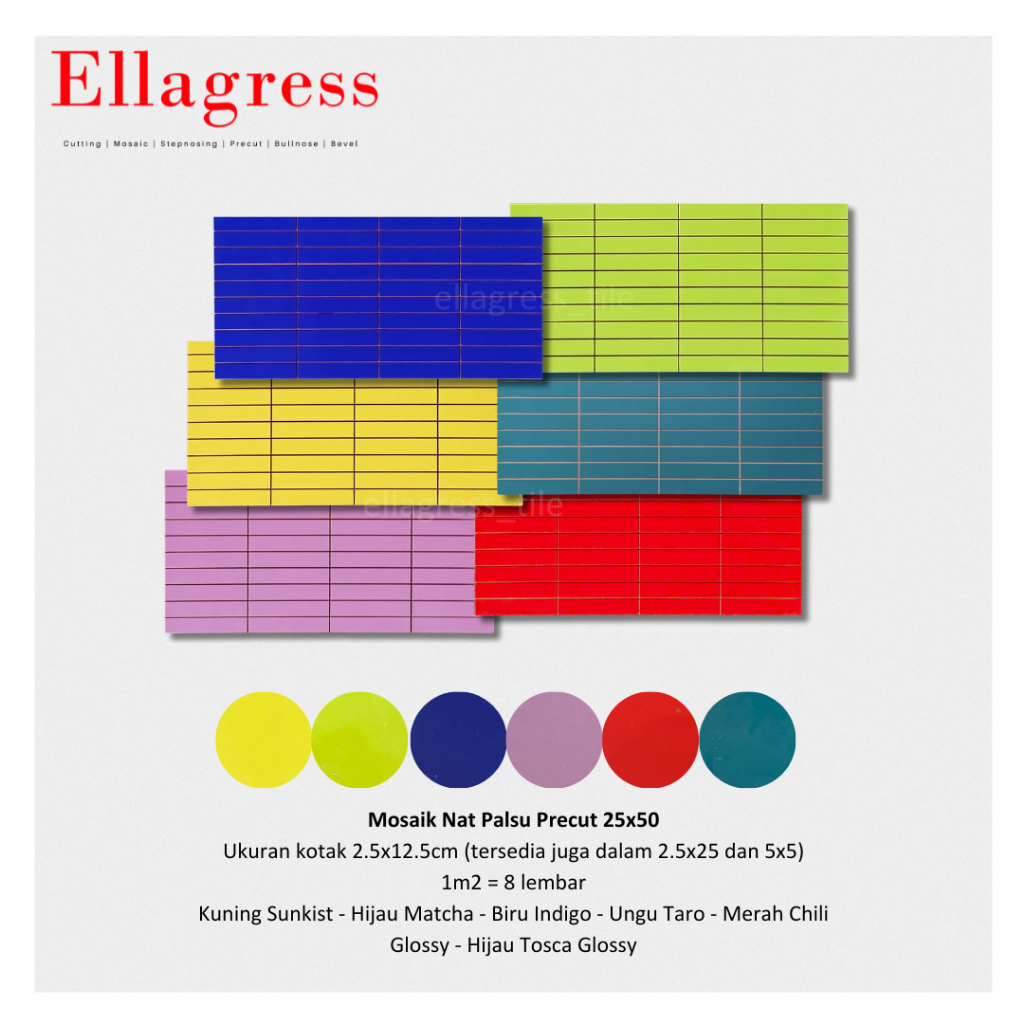 Jual Ellagress Mosaik Precut Nat Palsu Kotak 25x50 Keramik Warna ...