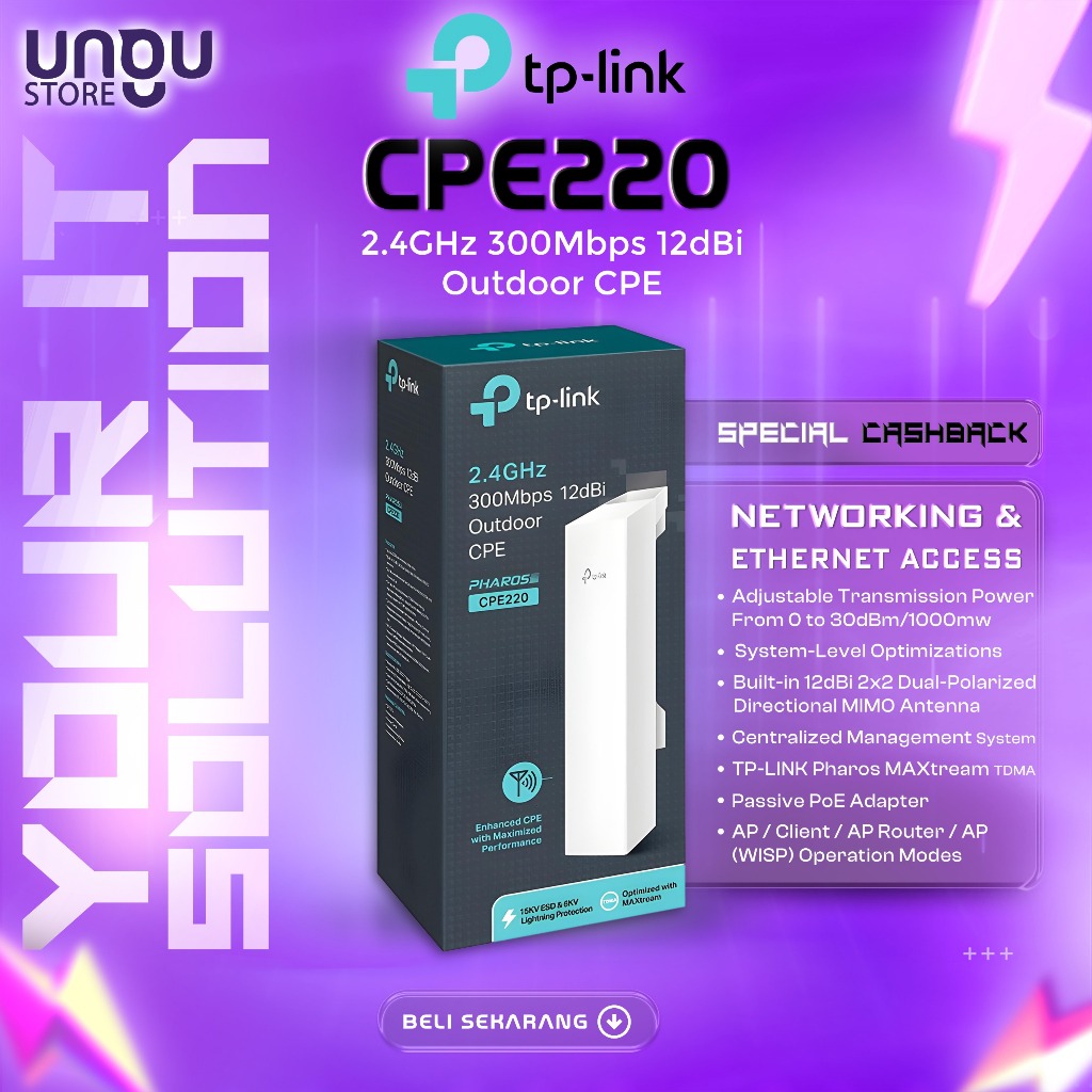 Jual Wireless TP-LINK CPE220 Outdoor Access Point 2.4GHz 300Mbps CPE ...