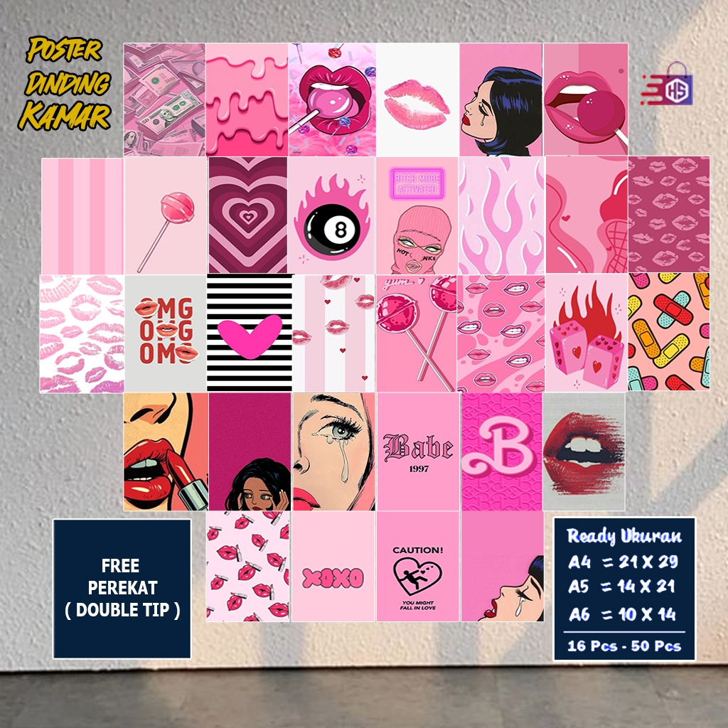 Jual Poster Dinding Kamar Pink girl / Poster pink aesthetic / Poster ...