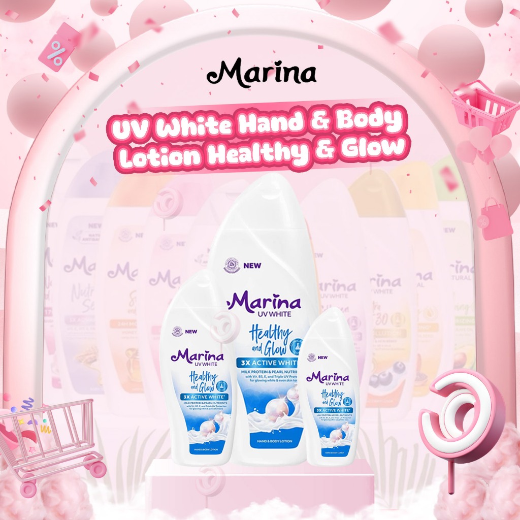 Jual MARINA - HAND & BODY LOTION UV WHITE HEALTHY & GLOW SERIES ...