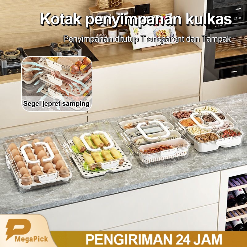 Jual Food Storage Container/ Kotak Penyimpanan Kulkas/ 8 Grid/ 4 Grid ...