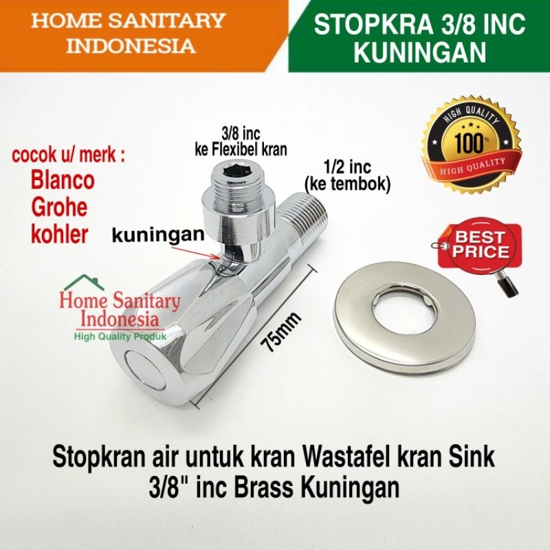 Jual HSI | Stop kran 3/8" x 1/2" inc Kuningan Single / Dobel/ Stopkran ...