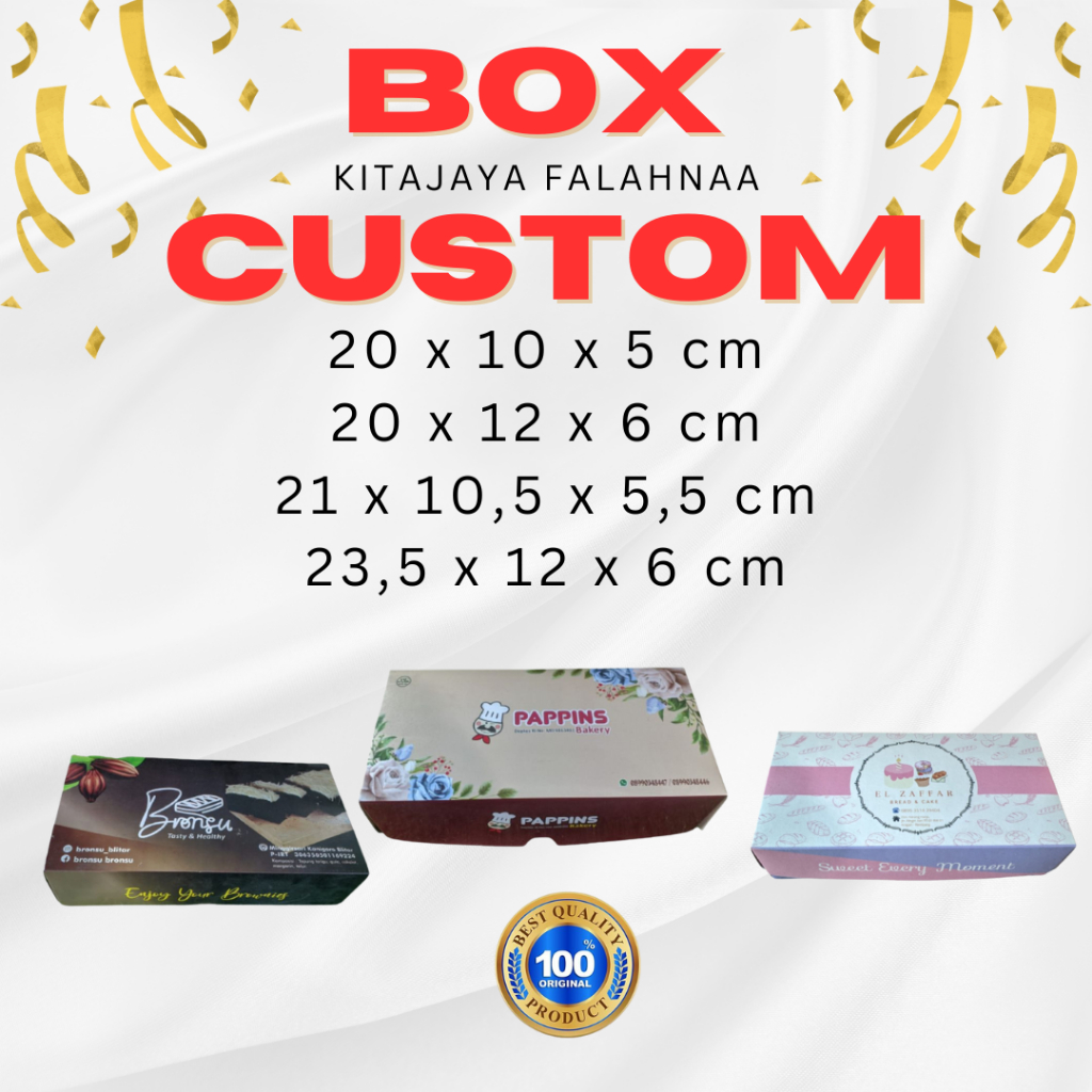Jual (FREE DESAIN) CUSTOM BOX BROWNIS 20x10x5, 21x10.5x5,5, 23,5x12x6 ...