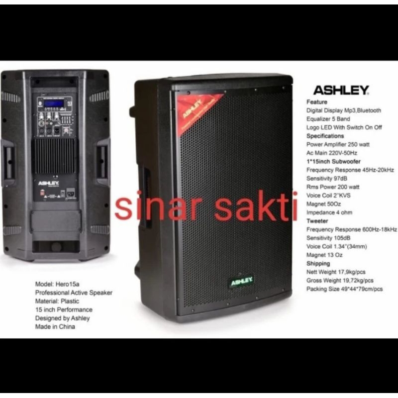 Jual speaker aktif ashley hero15a hero 15a 15 inch monitor aktif original | Shopee Indonesia