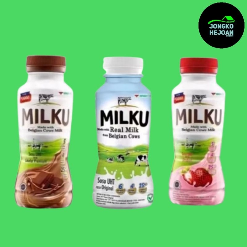 Jual Milku Susu UHT Botol Rasa Original I Cokelat I Strawberry 200 ML 1 ...