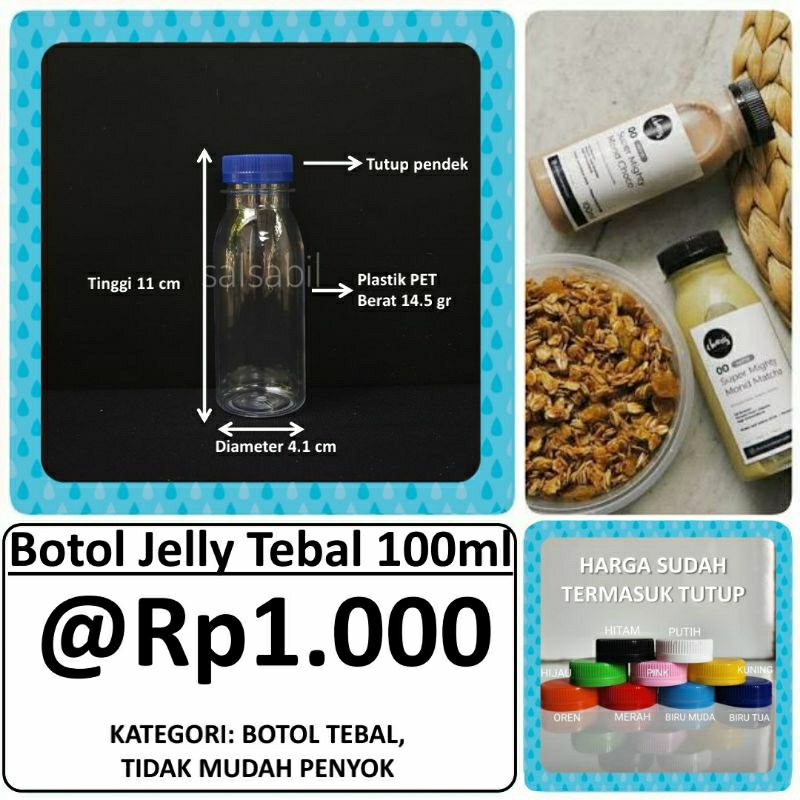 Jual (ECER) Botol Jelly Tebal 100ml / botol zam zam 100ml / botol minum ...