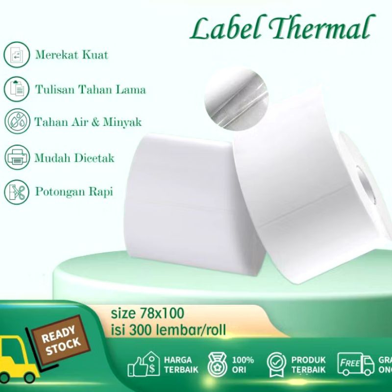 Jual SKYPACK Kertas Label Thermal Roll Ukuran 78x100mm Direct Thermal 300pcs Barcode Stiker Resi ...