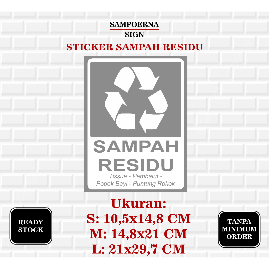 Jual Stiker sampah residu / Stiker Limbah Residu / Stiker sampah non ...
