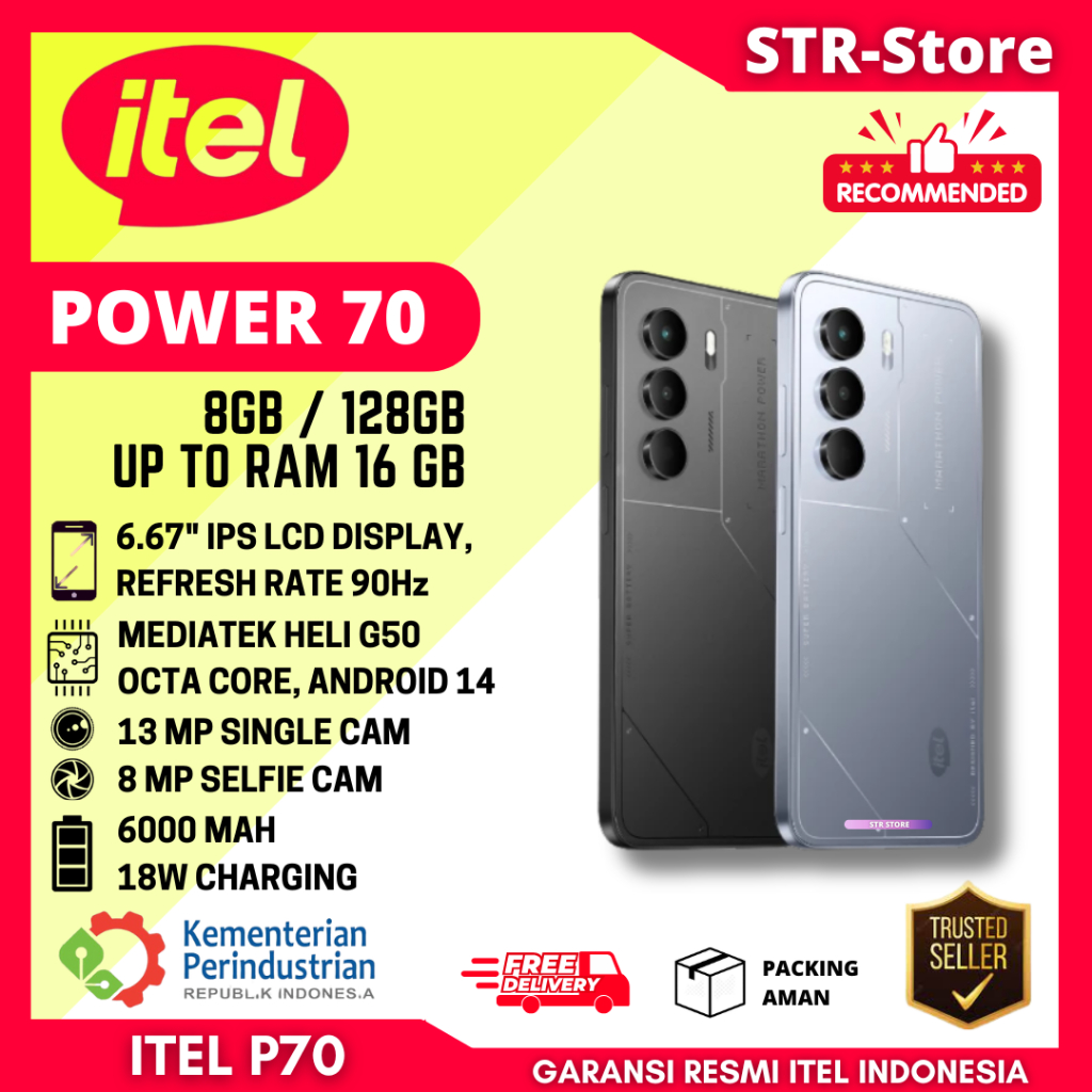 Jual ITEL P70 8/128 GB ANDROID GARANSI RESMI ITEL INDONESIA RAM 8 GB P 70 4G 8/128 GB - ITEL P70 ...