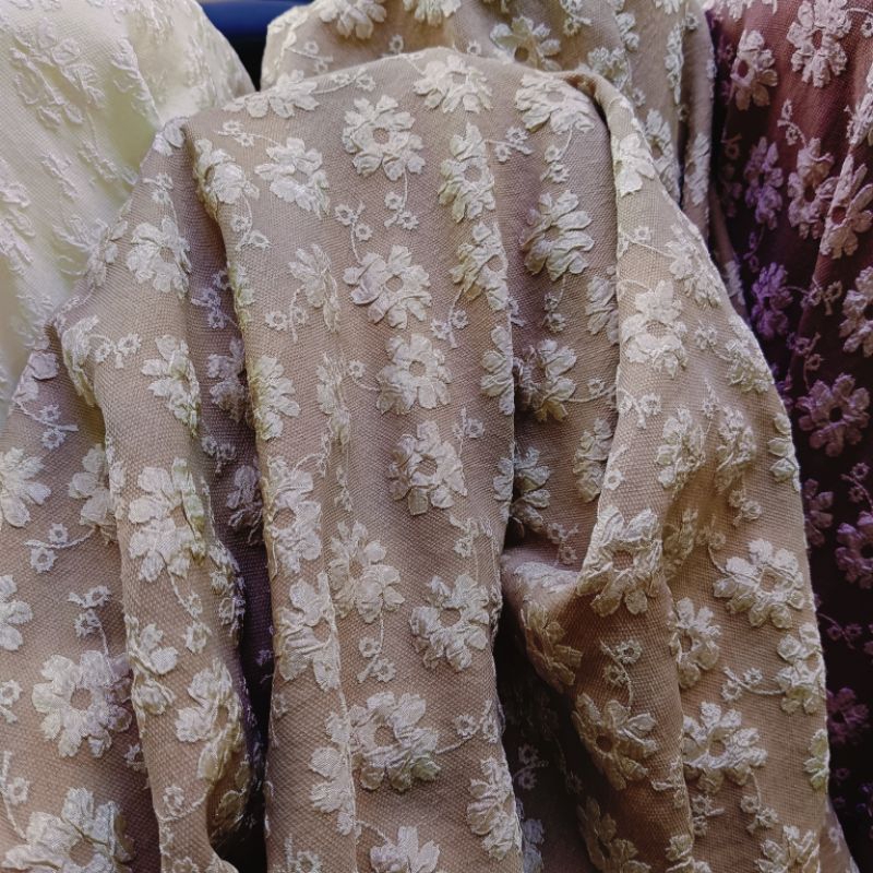 Jual bahan kain jaguar emboss motif bunga timbul mewah | Shopee Indonesia