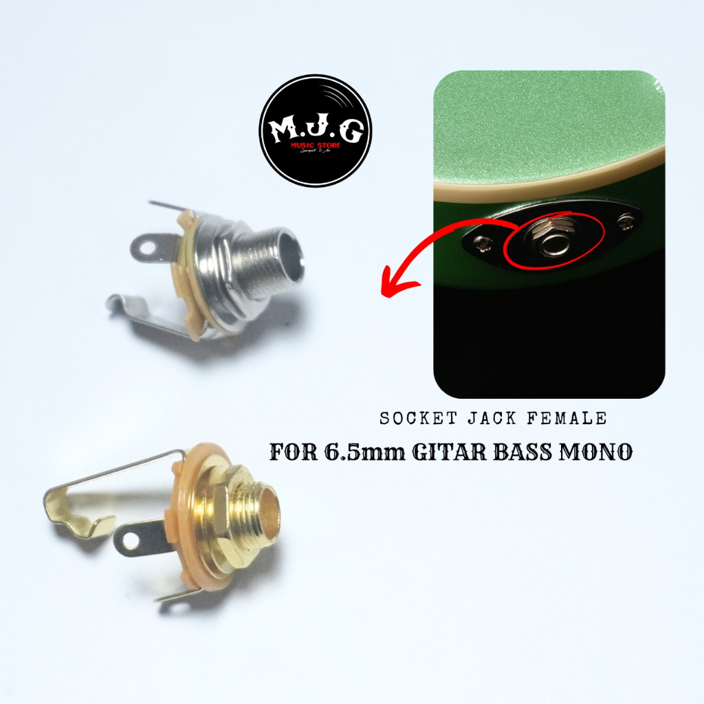 Jual socket soket jack mono input female 6.5mm chrome gold gitar bass ...