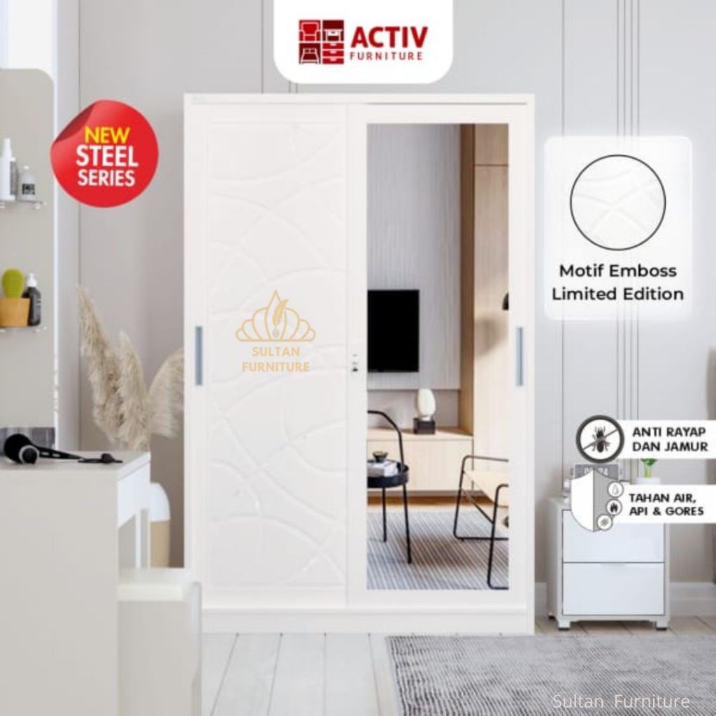 Jual LEMARI PAKAIAN BESI MODERN MINIMALIS / LEMARI PINTU GESER - FORTE SL 125 - ACTIV | Shopee ...