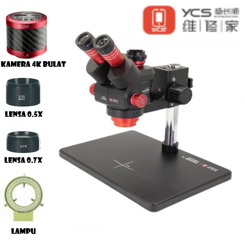 Jual Microscope Trinokular YCS 6558 / YCS 6558X Zoom 6.5X-58X Plus ...