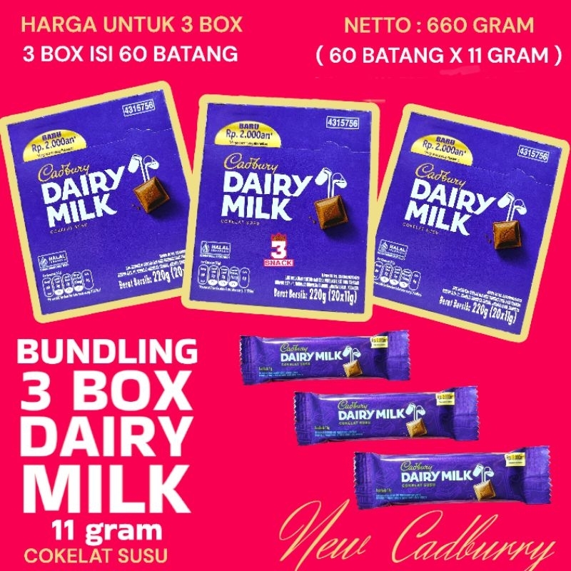 Jual CADBURRY DAIRY MILK 11 GRAM ISI 20 BATANG & ISI 60 BATANG | Shopee ...