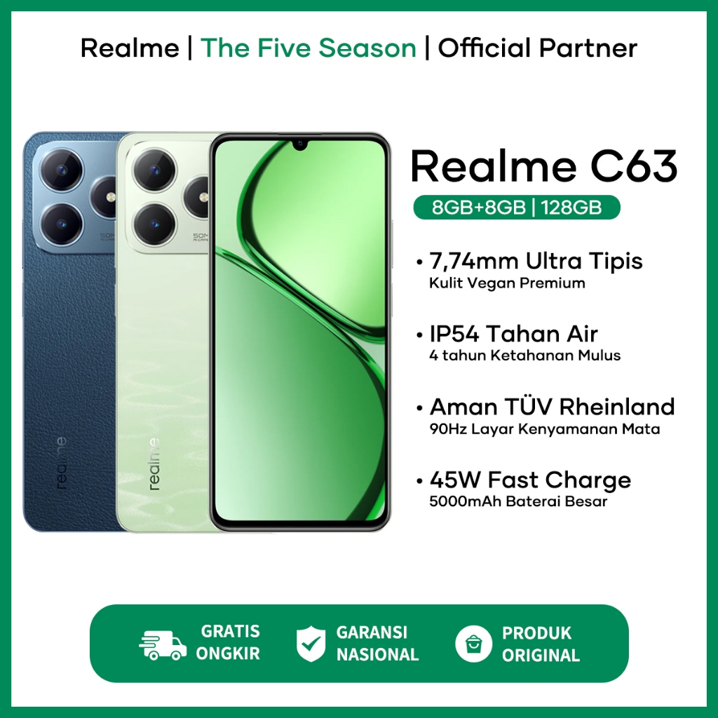 Jual Realme C63 8/128GB - 45W Fast Charge, Air Gestures Control, TÜV Certification, 7.74mm Ultra ...