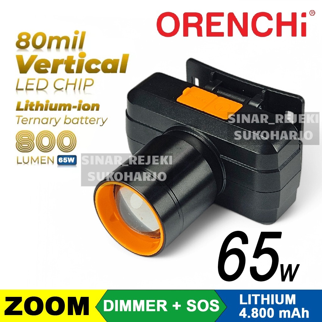 Jual ORENCHI Senter Kepala Cahaya Maksimal Plus RechargePro USB-C, 65W Penyebaran Zoom | Shopee ...