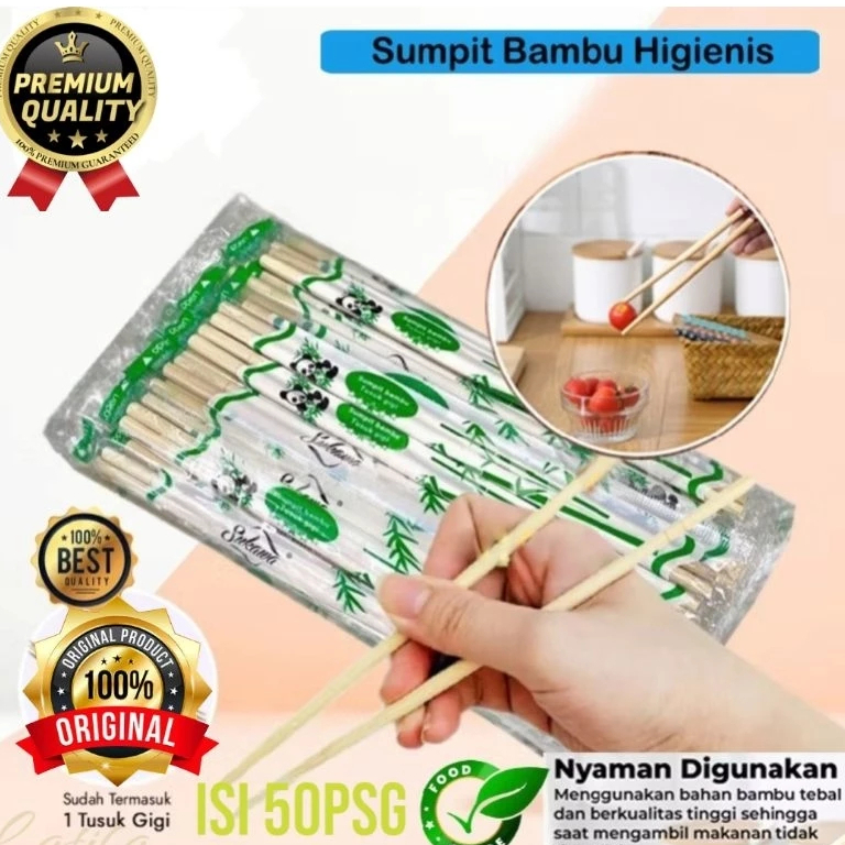 Jual Sumpit Bambu + Tusuk gigi Set 50 Pasang Panda HALAL Food Grade ...