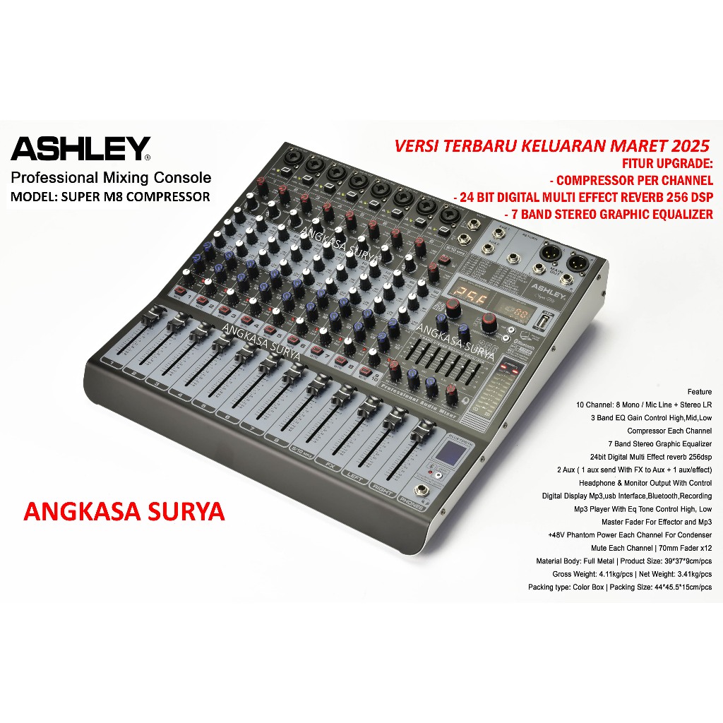 Jual MIXER ASHLEY SUPER M8 COMPRESSOR ORIGINAL /MIXER AUDIO 8 CHANNEL SUPER M8 ORIGINAL ADA ...